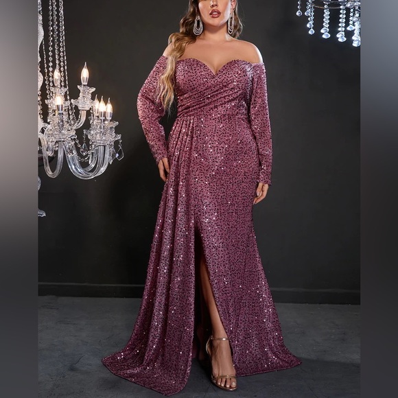 Faeriesty | Dresses | Plus Long Sleeve Off Shoulder Sweetheart Thigh Slit Dresses | Poshmark